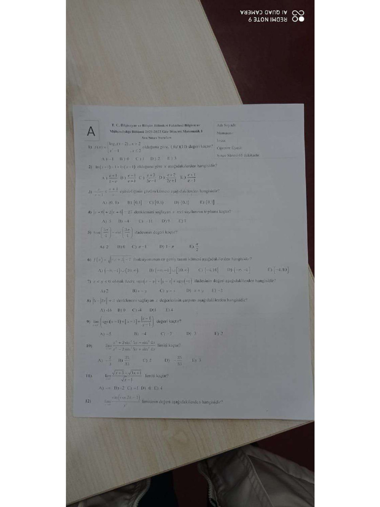 Mat (1) Vize-2022 | PDF