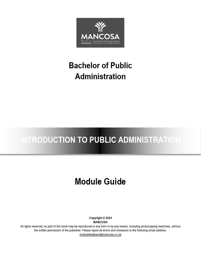 BPA - Introduction To Public Administration Module Guide | PDF | Public ...