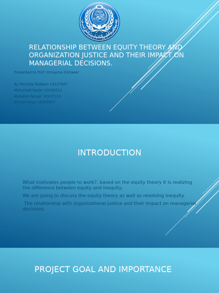 Relationship Between Equity Theory and Organization Justice and Their ...