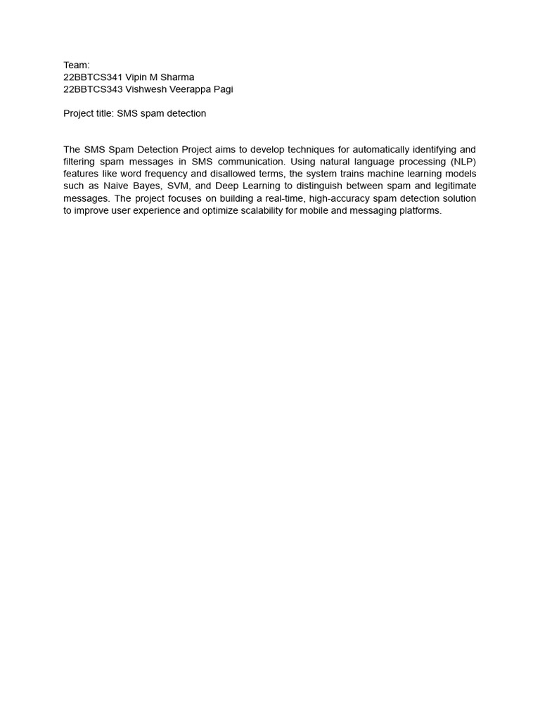 SMS Spam Detection Using NLP | PDF