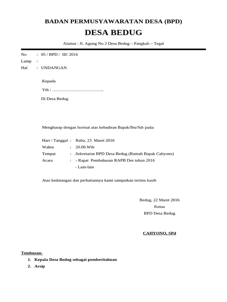 Undangan BPD 2016 | PDF