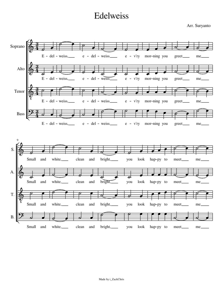 Edelweiss SATB Arrangement | PDF | Vocal Music | Choral Music