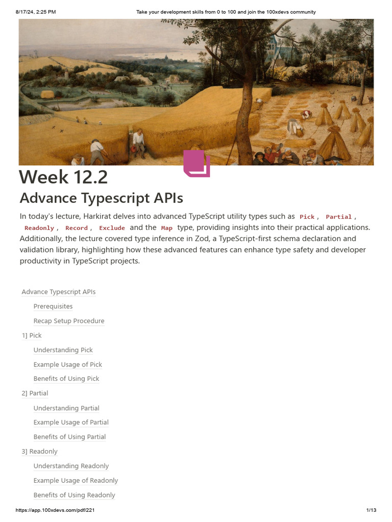 Week-12.2 Advance Typescript Apis | PDF | Parameter (Computer ... Week-12.2 Advance Typescript Apis | PDF | Parameter (Computer ...