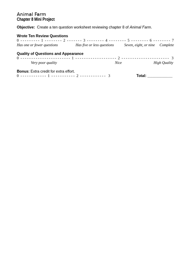 Animal Farm Chapter 8 Mini Project | PDF | Computers