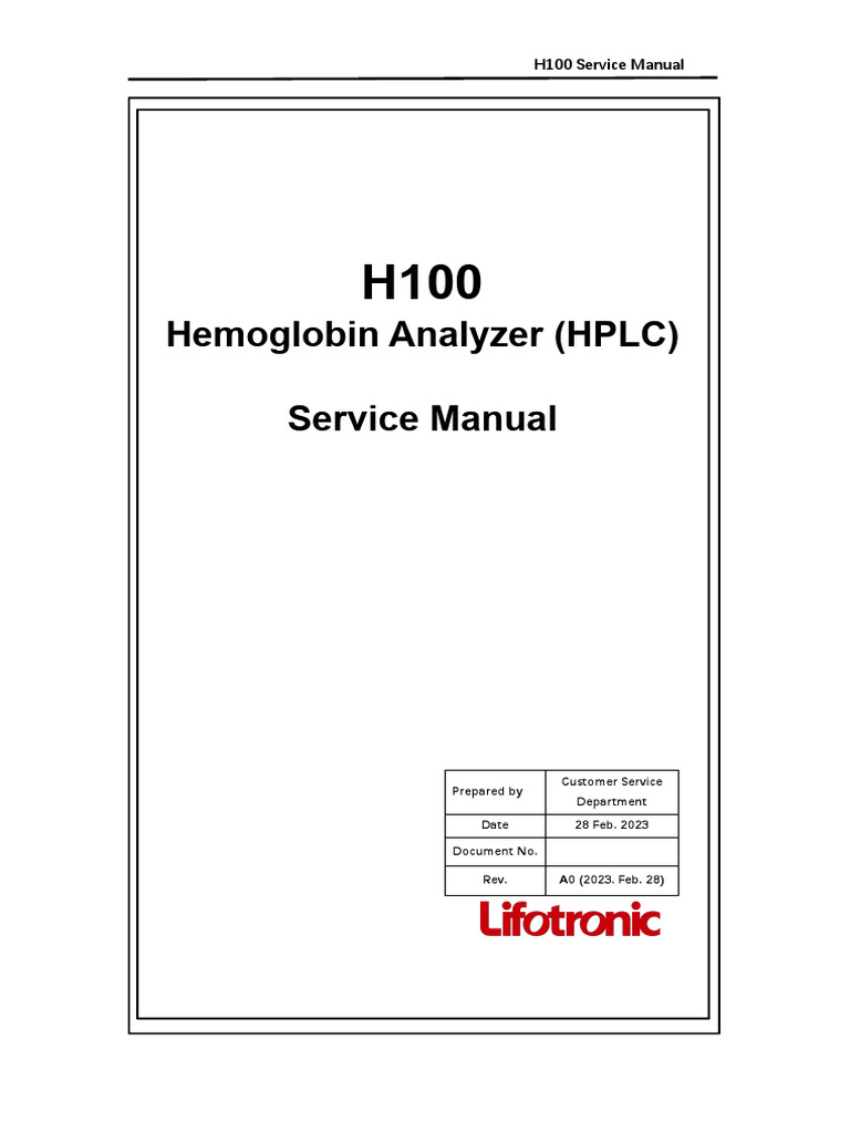 H100 Service Manual | PDF | Chromatography | Laboratory Techniques