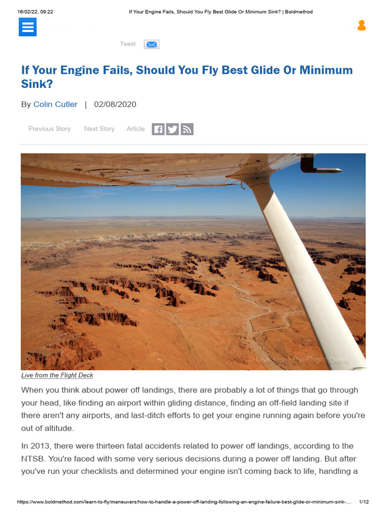 If Your Engine Fails Should You Fly Best Glide Or Minimum Sink