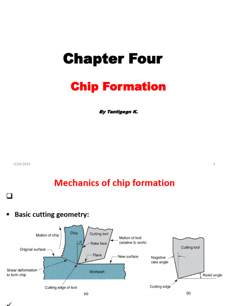 Mechanics of Chip Formation in Cutting | PDF | Machining | Friction