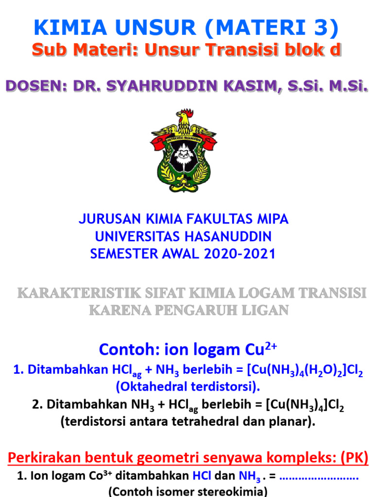 Kimia Unsur Transisi Dosen 3 | PDF