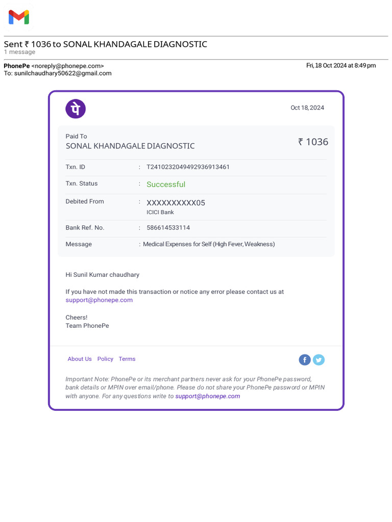 Sonal Khandagale Medical Bill | PDF