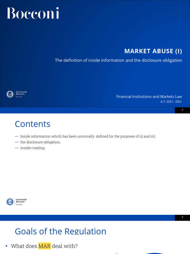 Market Abuse (I) | PDF | Insider Trading | Information