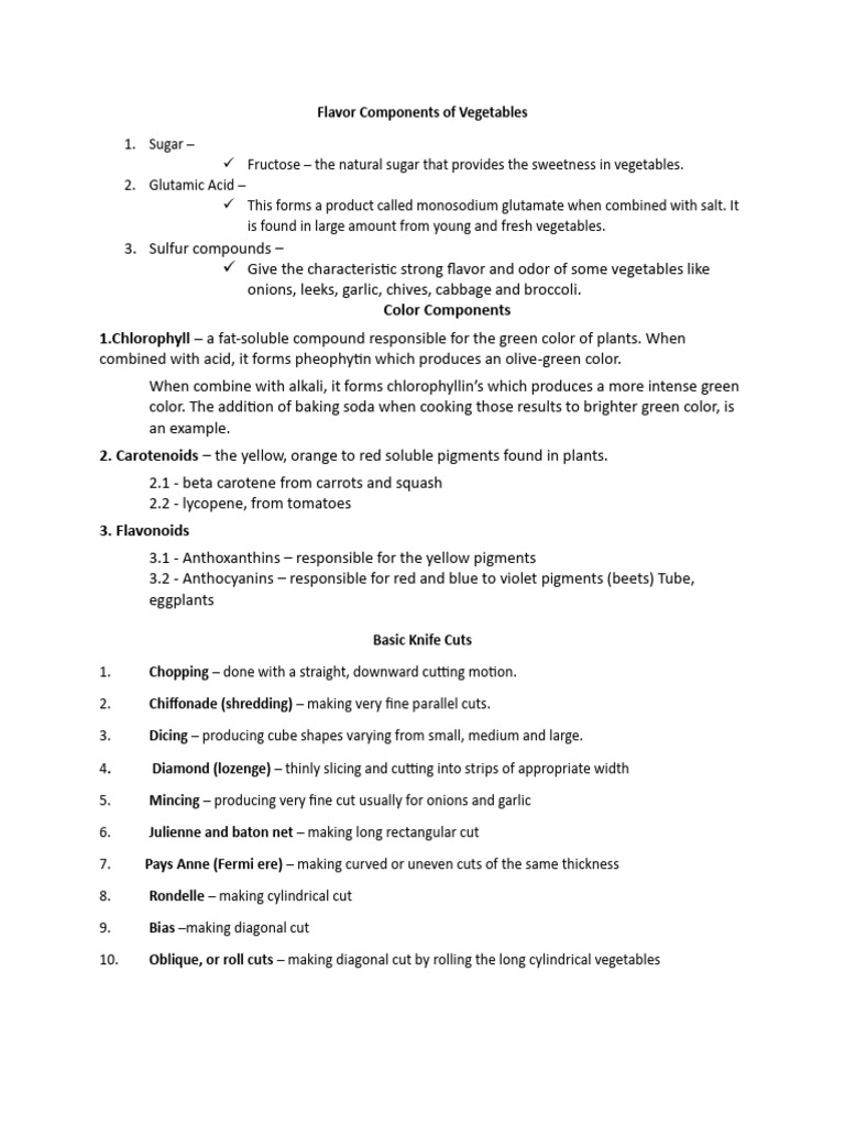 Flavor Components of Vegetables | PDF | Stir Frying | Cooking