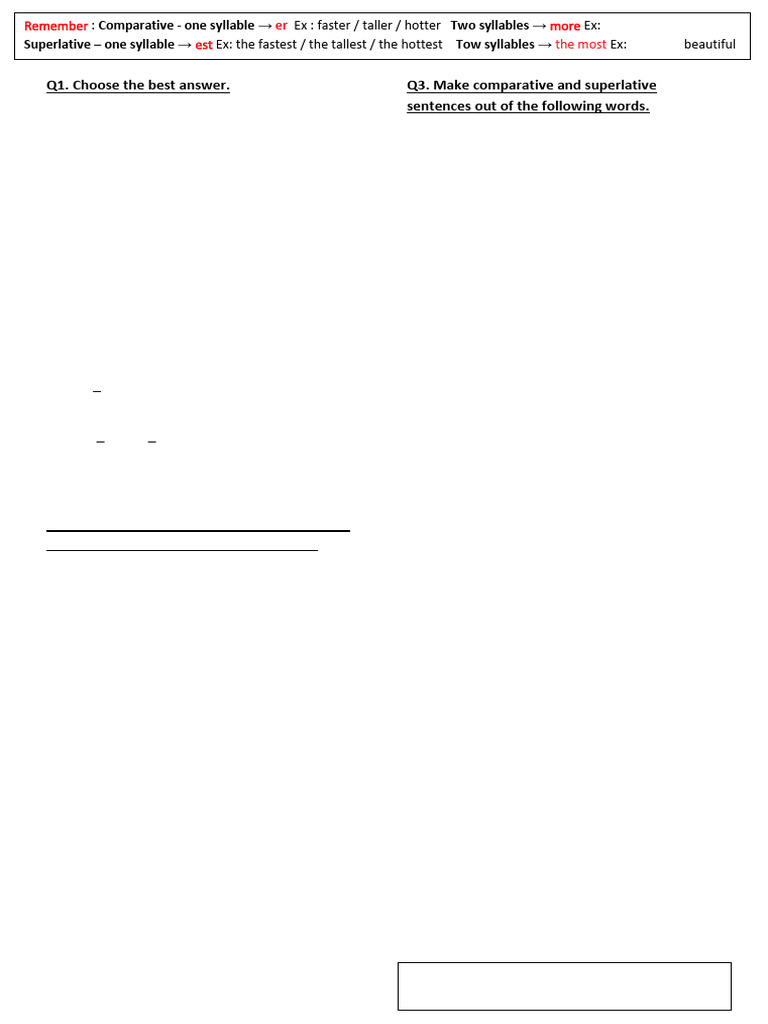 Comparative and Superlative - Order of The Adjectives | PDF ...