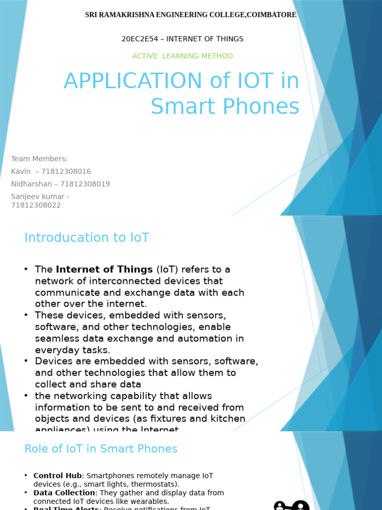 APPLICATION of IOT in Smart Phones | PDF | Internet Of Things | Smartphone