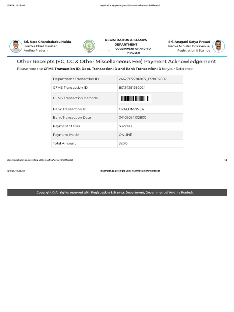 Registration - Ap.gov - in Igrs-Utility-Ms cfmsPaymentAckReceipt | PDF ...
