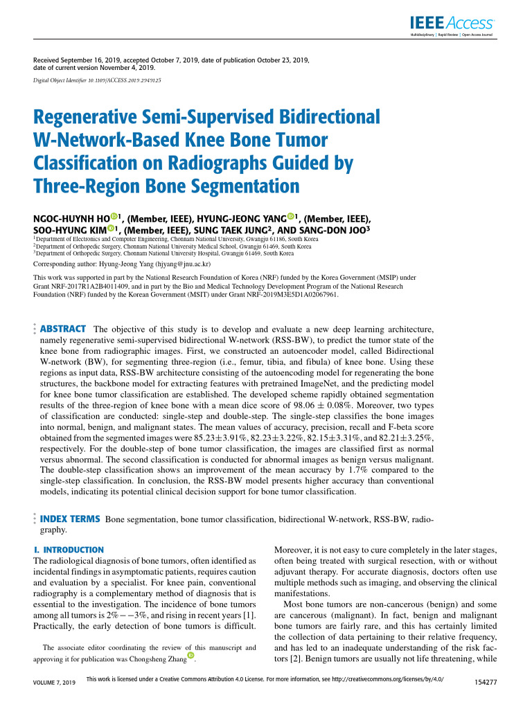 Regenerative Semi-Supervised Bidirectional W-Network-Based Knee Bone Tumor Classification On ...