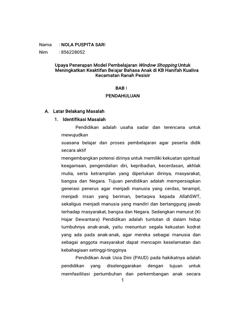 5.1 Draf Laporan BAB 1-3 Nola Puspita Sari | PDF | Kesehatan Holistik