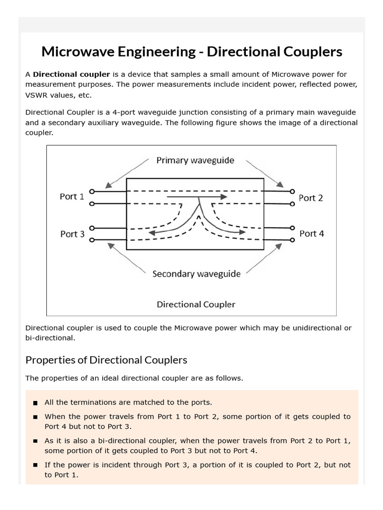 Microwave Engineering - Directional Couplers | PDF | Electricity ...