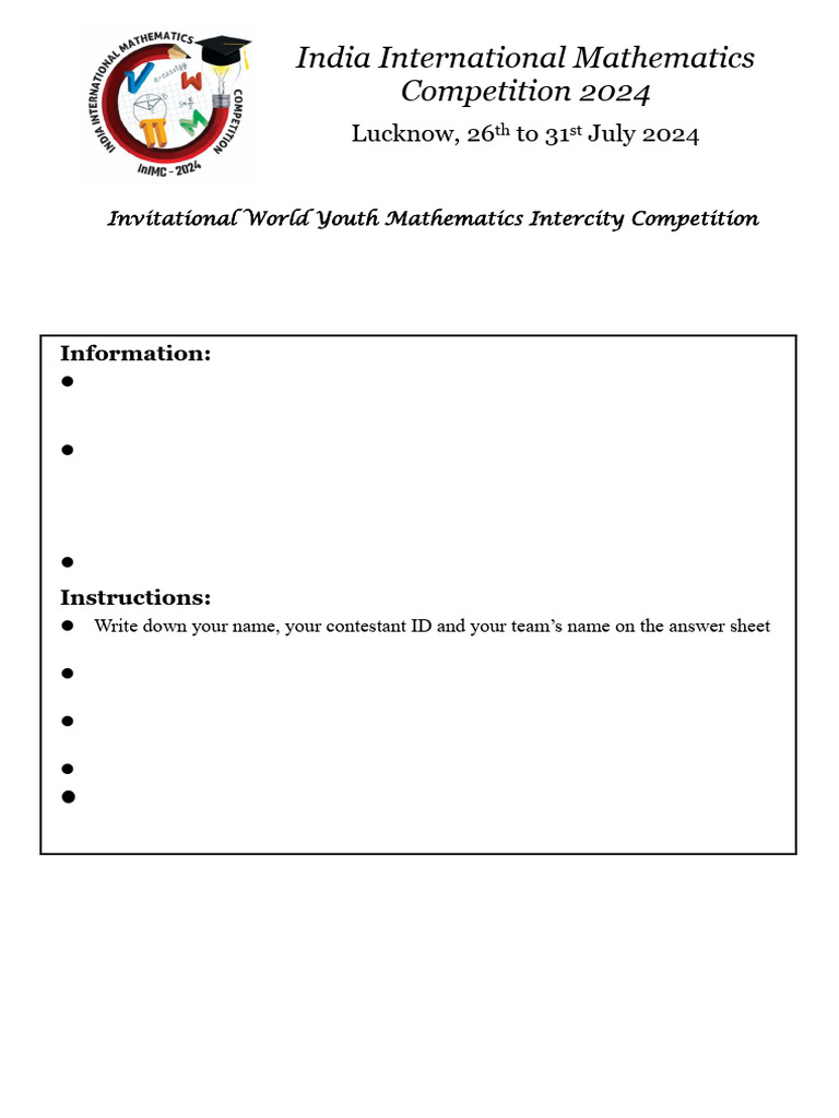 InIMC-2024 Keystage-3 Individual.x17381 | PDF | Numbers | Real Number