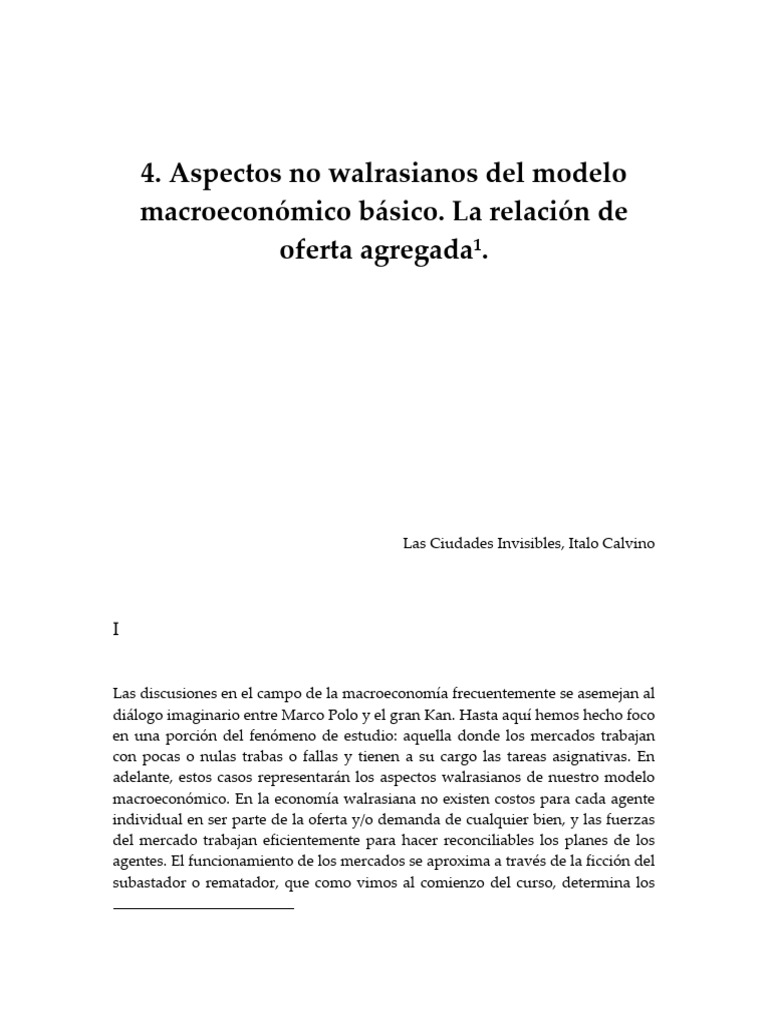 Nota de Clase - Aspectos No Walrasianos Del Modelo Macroeconómico Básico | PDF | Mercado ...