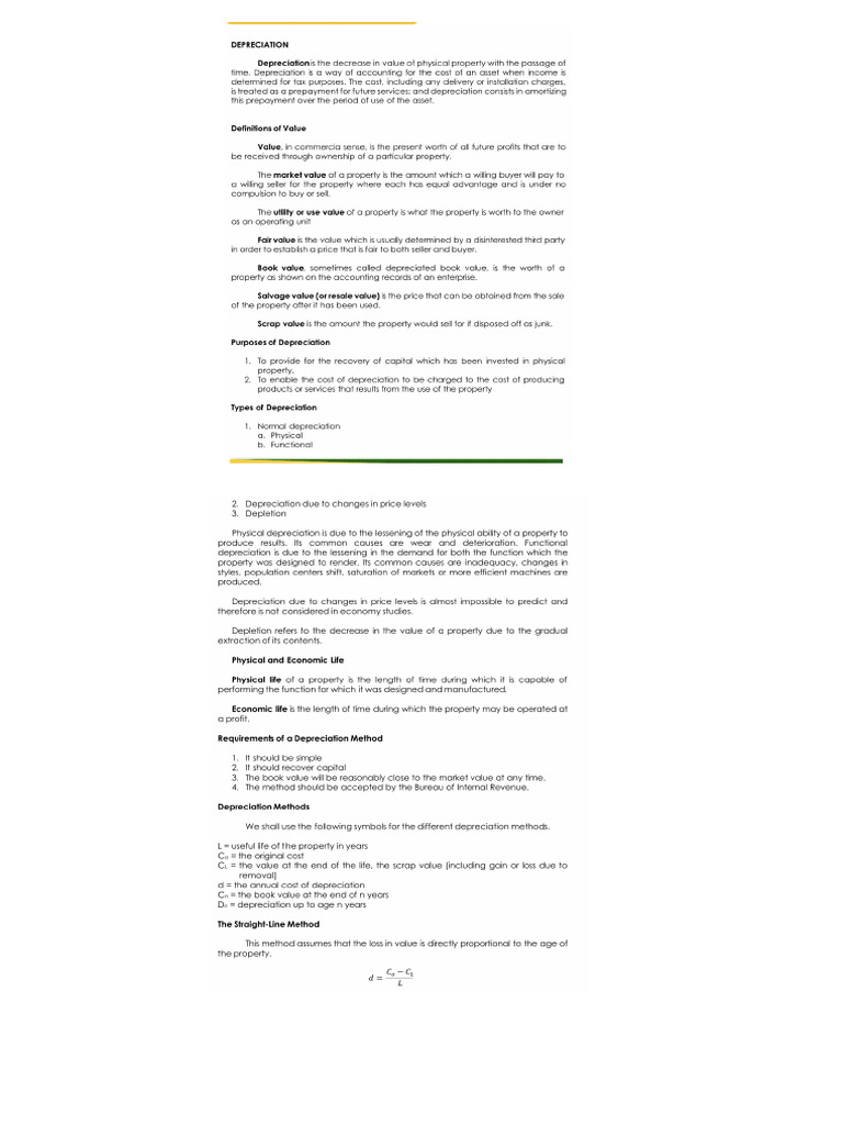 Engg Econ - Depreciation and Capital Financing | PDF