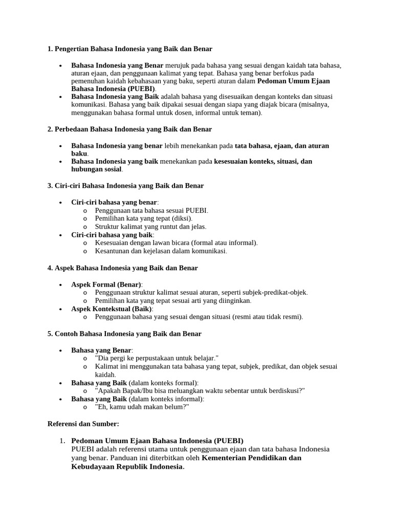 Bahasa Indonesia Baik dan Benar: Panduan | PDF