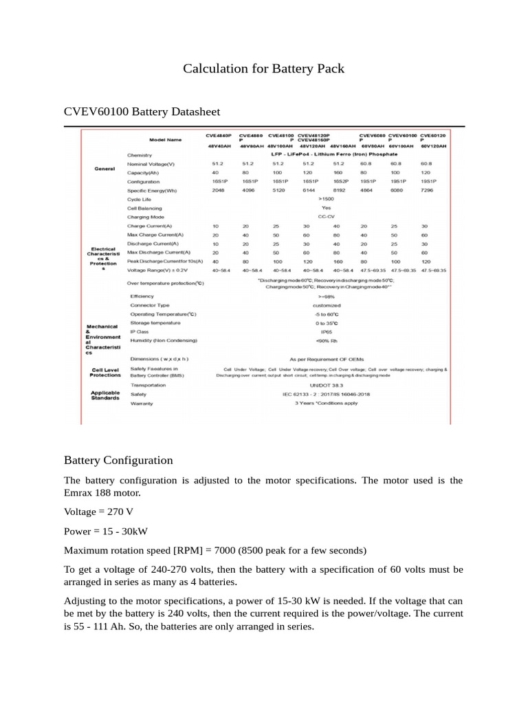 Calculation For Battery Pack | PDF | Technology & Engineering