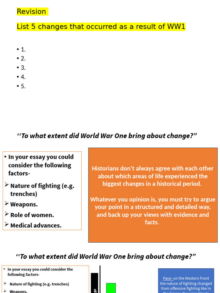 WW1 Assessment Revision | PDF | Essays | Argument