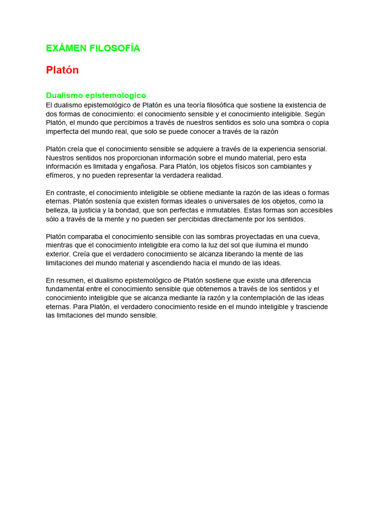Dualismo y Ética en Platón | PDF | René Descartes | Platón