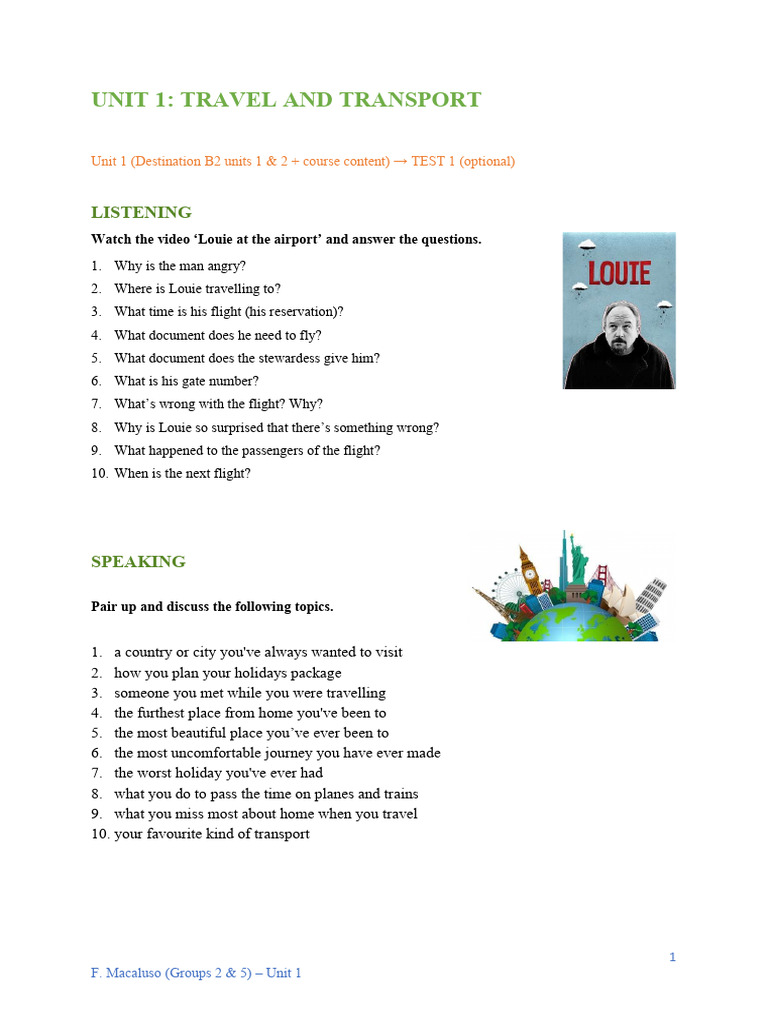 UNIT 1 - Travel and Transport | PDF | Business Class | Transport
