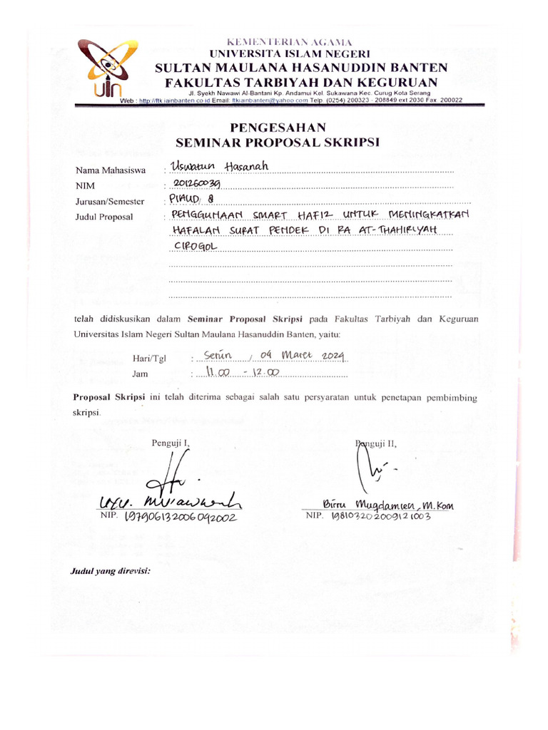 Sempro - Uswatun Hasanah | PDF