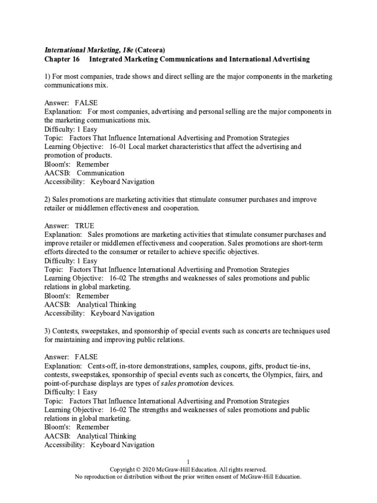 Chapter 16 - Test Bank - Integrated Marketing | PDF Chapter 16 - Test Bank - Integrated Marketing | PDF