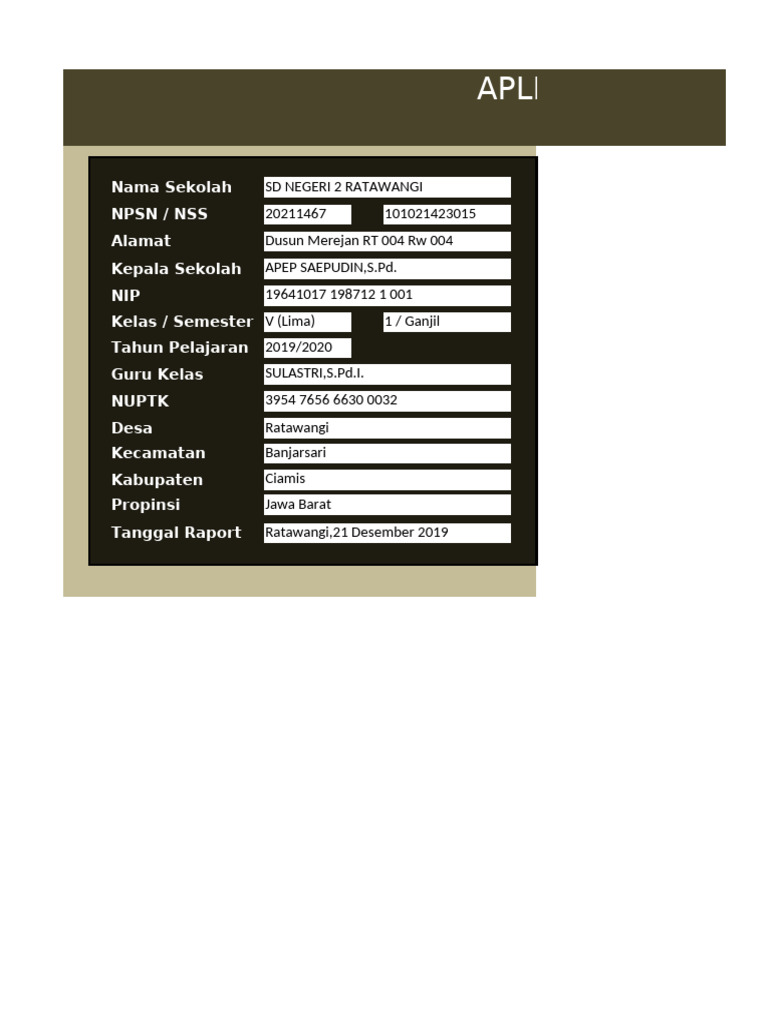 Aplikasi Raport k13 Kelas 5 | PDF