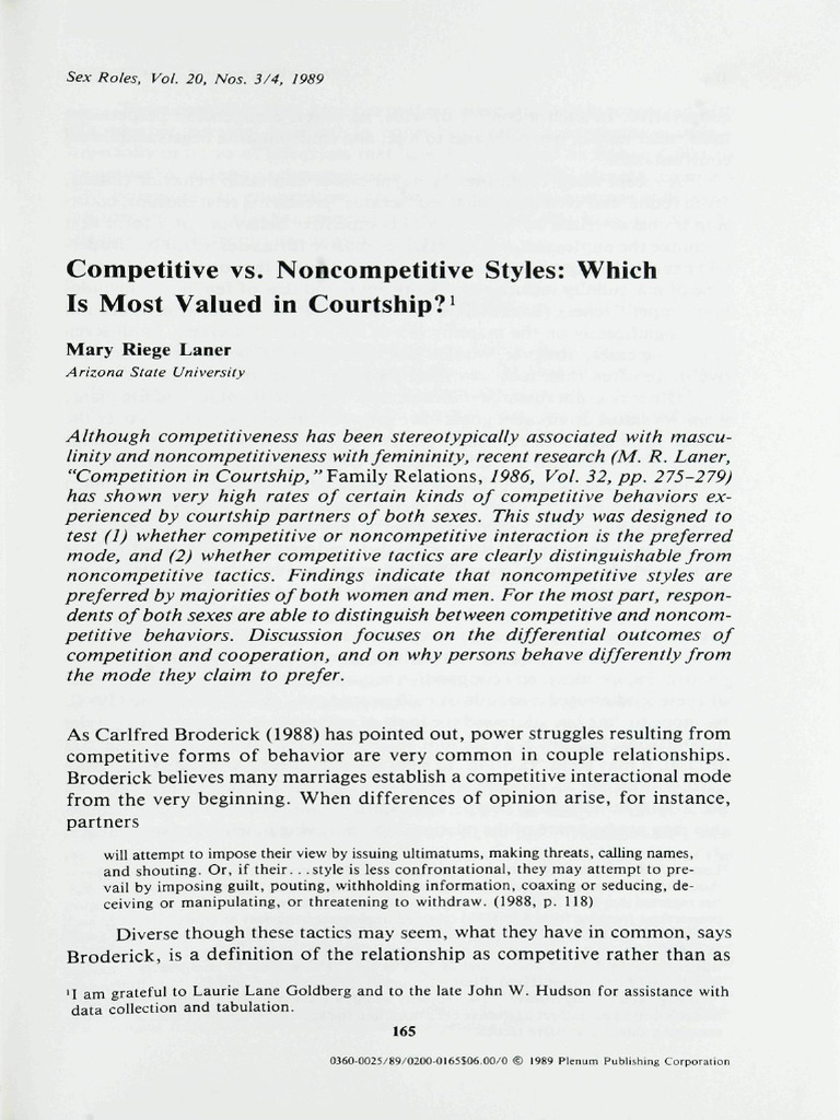 Competitive vs. Noncompetitive | PDF | Courtship | Stereotypes