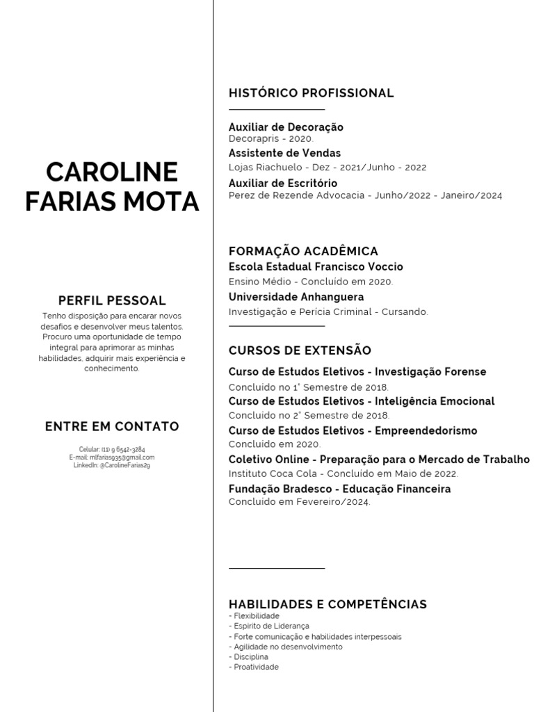 Currículo Caroline | PDF
