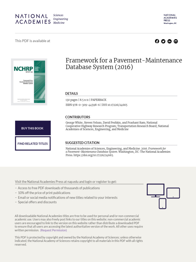 Framework for a Pavement-Maintenance Database System | PDF | Databases | Road Surface