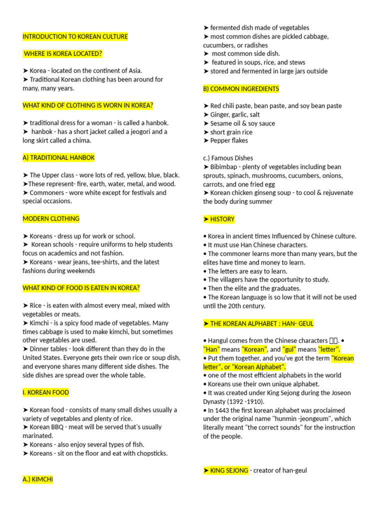 Overview of Korean Culture and Traditions | PDF | Korean Cuisine | Korea