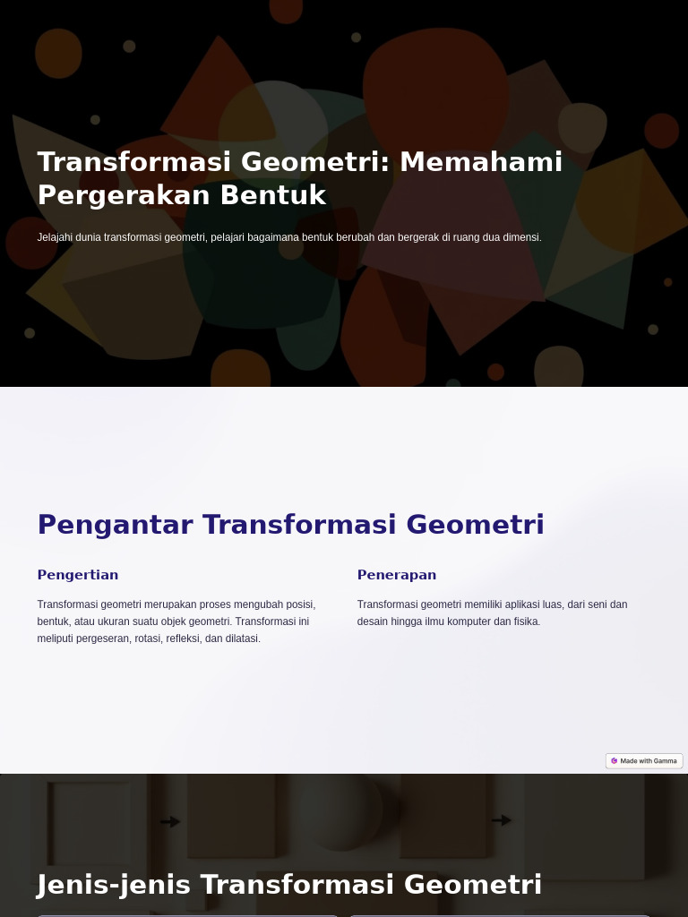 Transformasi Geometri Memahami Pergerakan Bentuk | PDF | Metode & Bahan Ajar | Seni