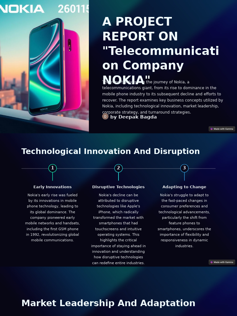 A PROJECT REPORT ON Telecommunication Company NOKIA | PDF | Nokia ...
