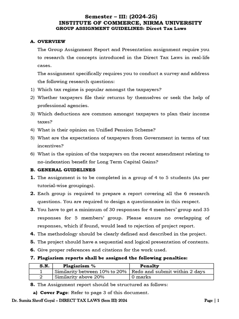 2024-25-DTL - Group Assignment Guidelines and Groups | PDF | Taxes ...