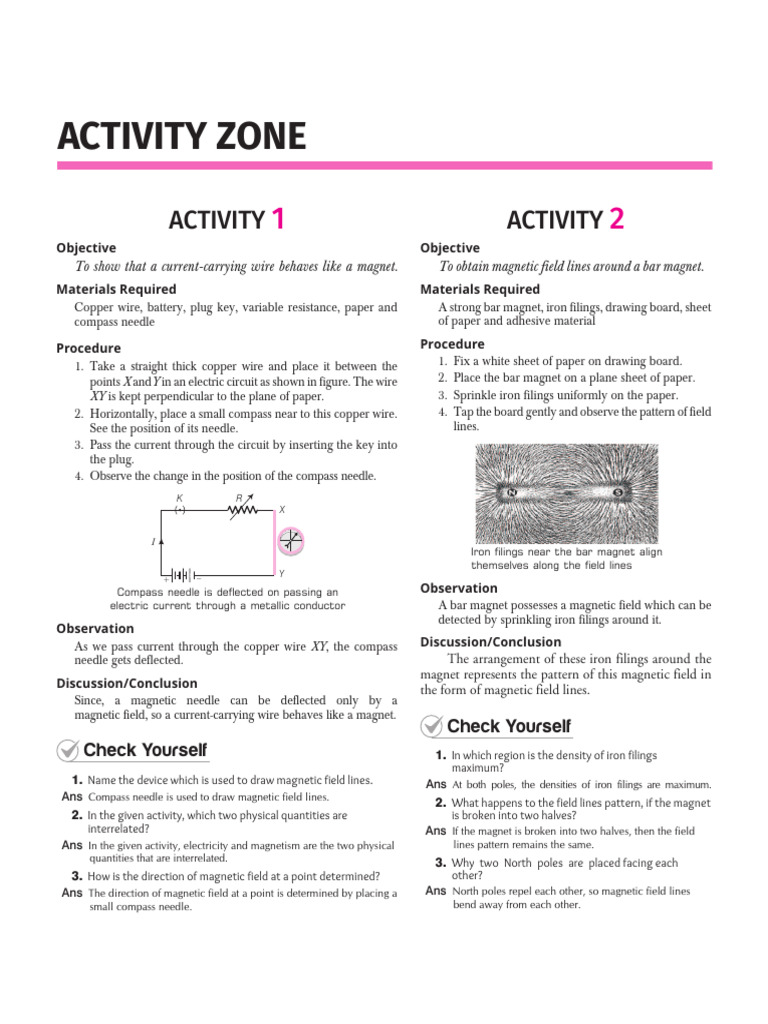All in One SCIENCE 10 Activity Ch 12 | PDF | Magnetic Field | Compass