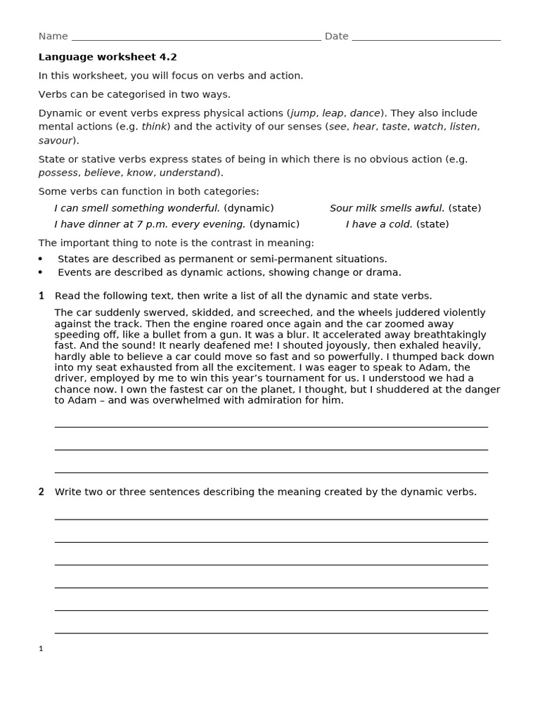 LS English 9 Lang Worksheet 4.2 | PDF