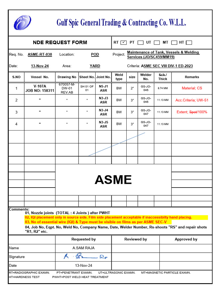 RT Requests (14!11!2024) Gs Yard | PDF | Welding | Construction