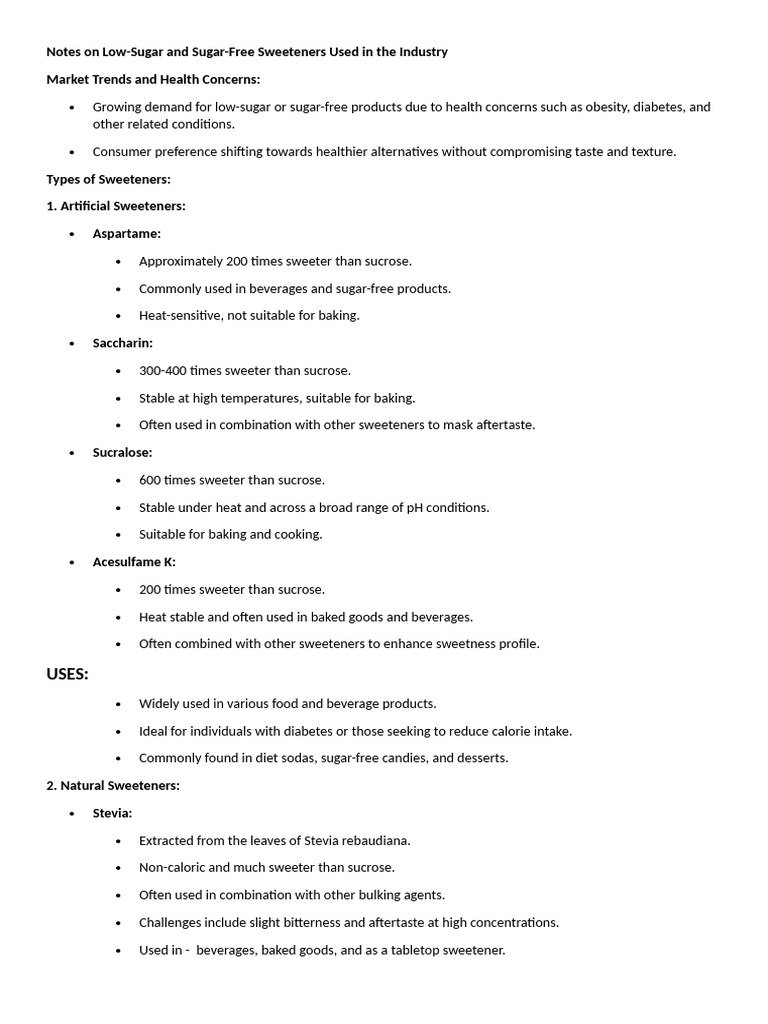 Modified Bakery Products - Sugar Free, Fat Replacer, High Fibre | PDF ...