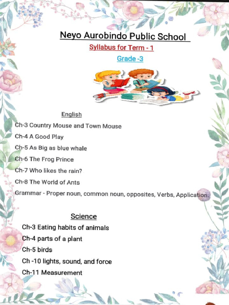 Grade 3 Term 1 Syllabus | PDF | Foreign Language Studies | Teaching Methods & Materials