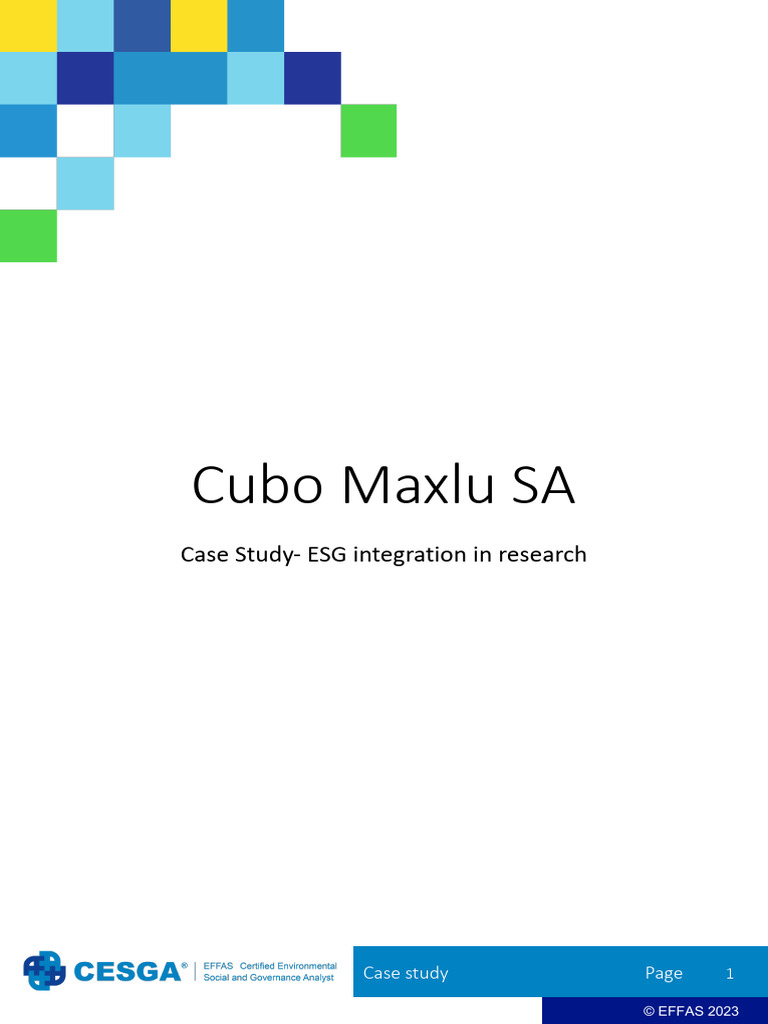 EFFAS CESGA 4 0 Module 9 Case Study Cubo Maxlu SA | PDF | Climate ...