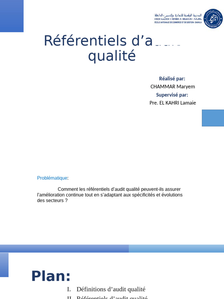 Référentiels d'Audit Qualité et Amélioration | PDF | Audit | Analyse ...