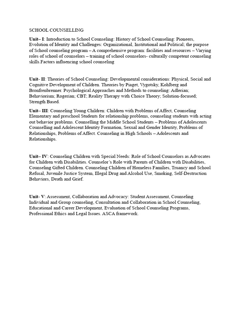 School Counselling-1 | PDF | School Counselor | Developmental Psychology