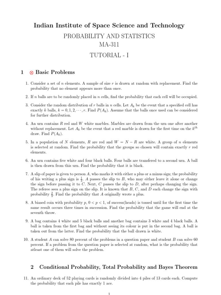 MA311 Probability-Tutorial | PDF | Probability Density Function | Variance