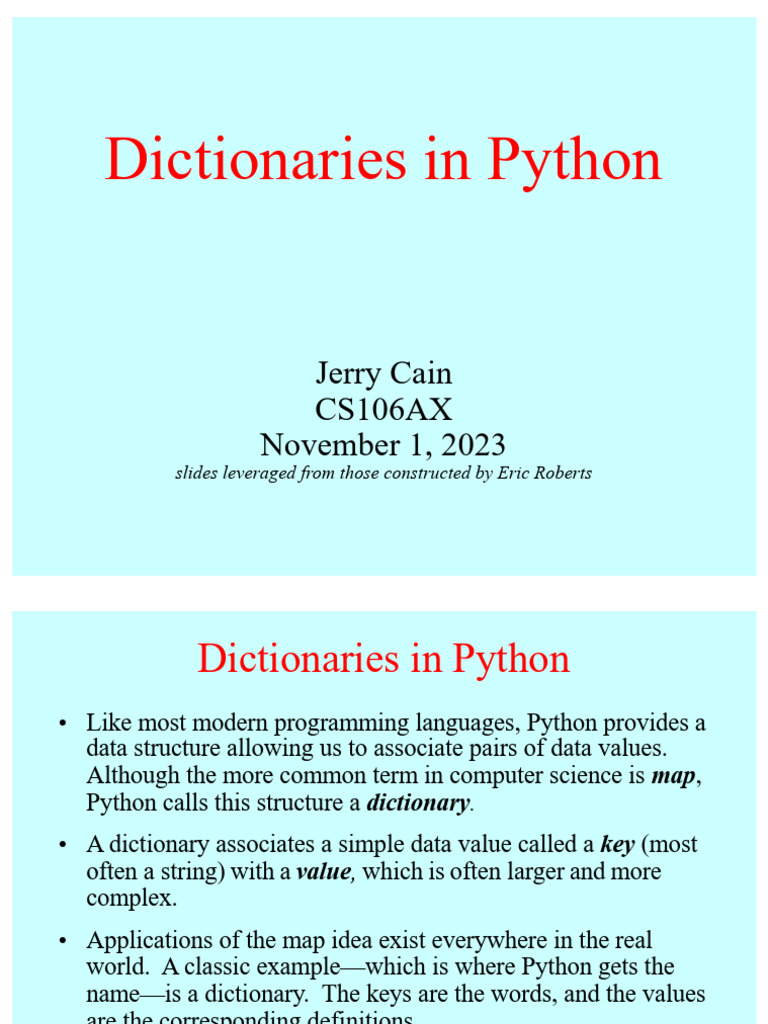 16 Dictionaries in Python | PDF | Python (Programming Language) | Bracket