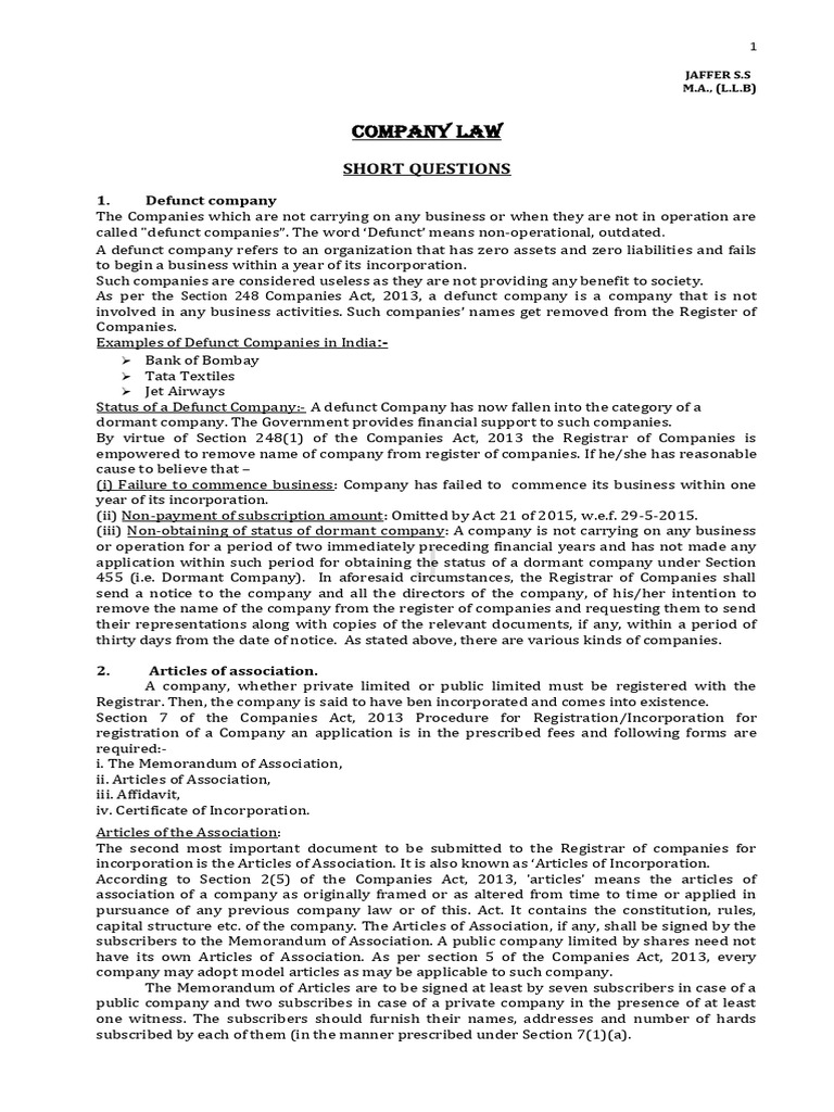 Understanding Defunct Companies in Law | PDF | Dividend | Liquidation
